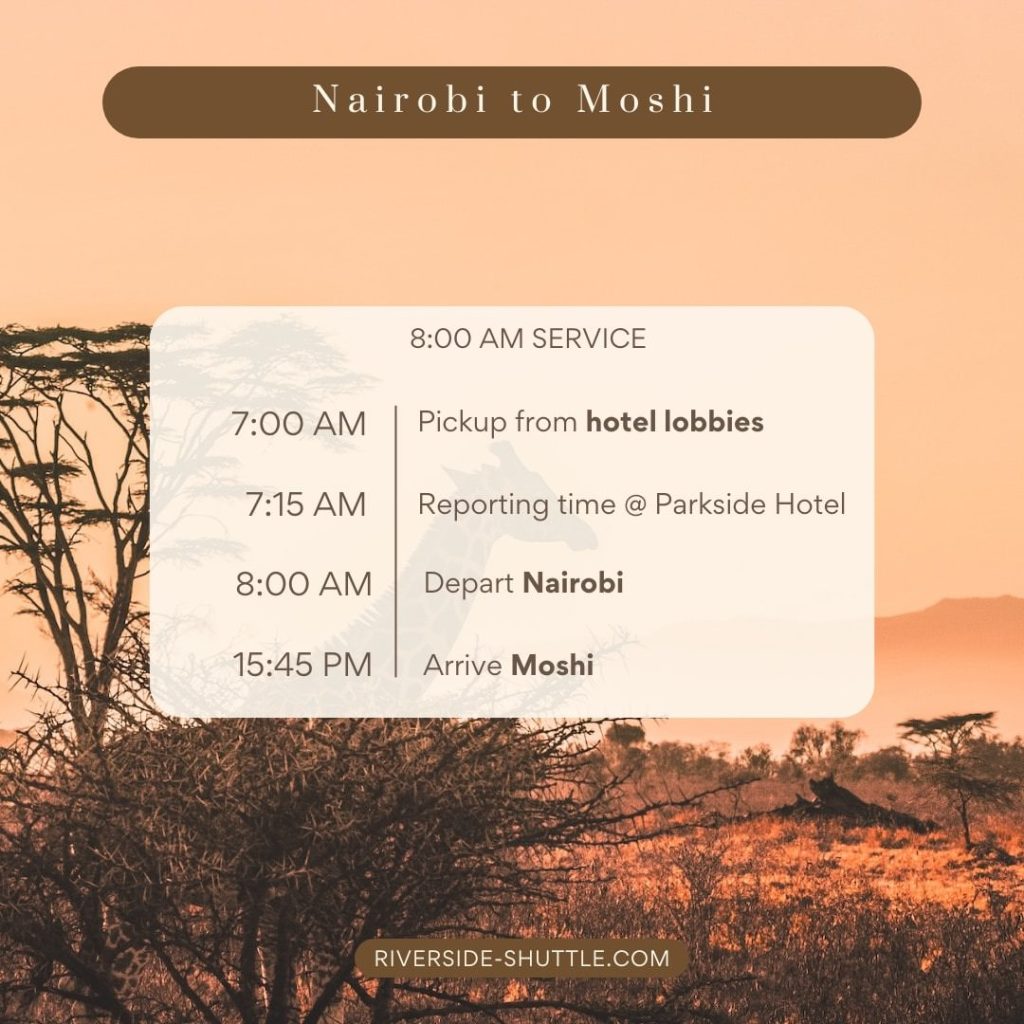 Nairobi to Moshi bus - The Riverside Shuttle Bus
